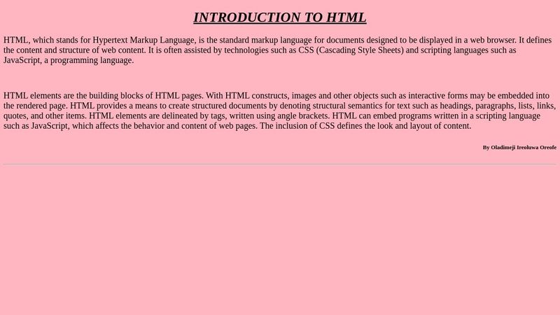 Simple introduction Page