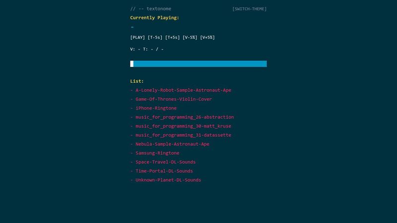textonome - HTML5, CSS3, JAVASCRIPT based Audio Player