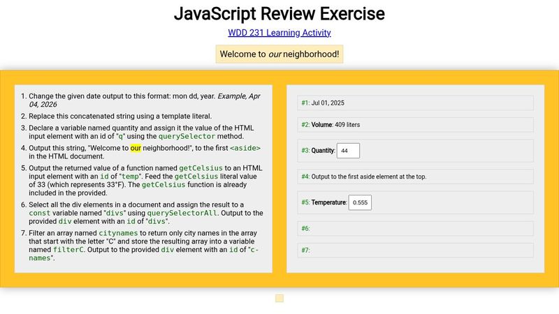 🔒 JavaScript Review Exercise