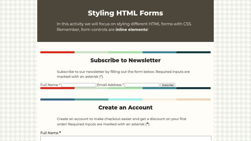 Styling HTML Forms - STARTER - PLEASE FORK