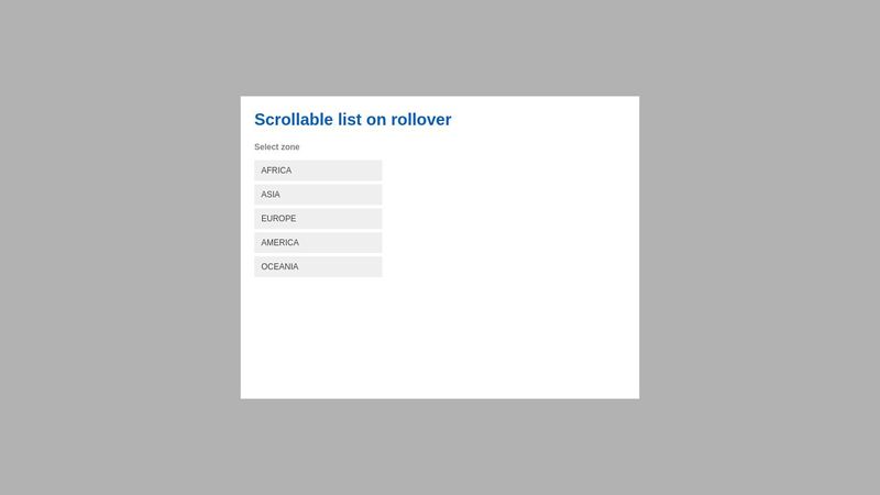 Scrollable list on rollover