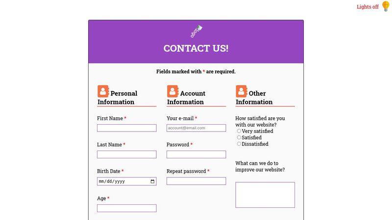 Contact form HTML CSS (version 1. Flex)