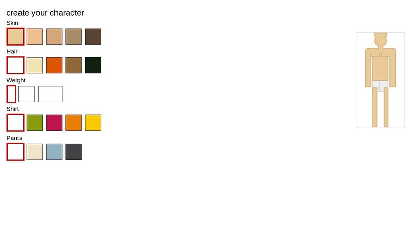 pure CSS character creator