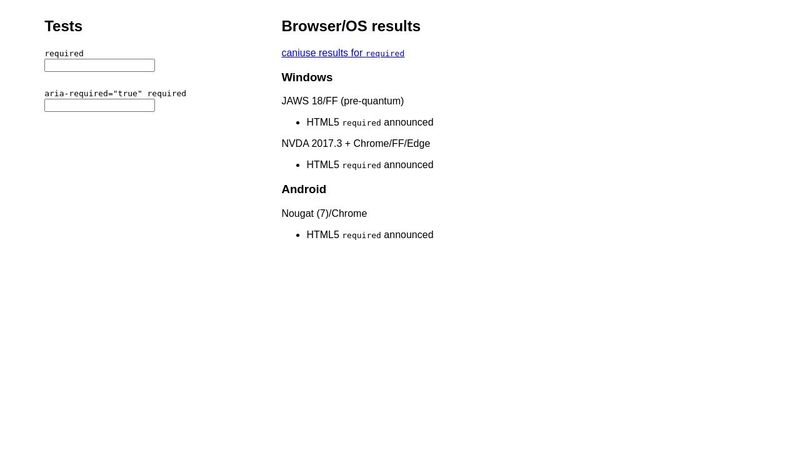 HTML5 required attribute - a11y support