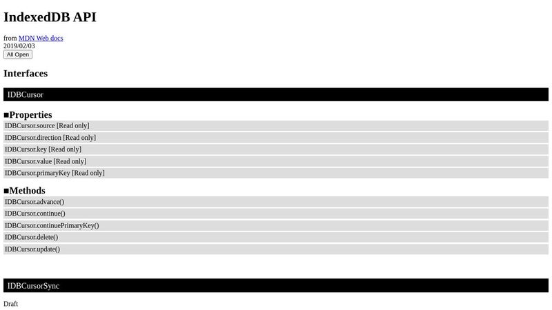 js: IndexedDB API / quote MDN web docs