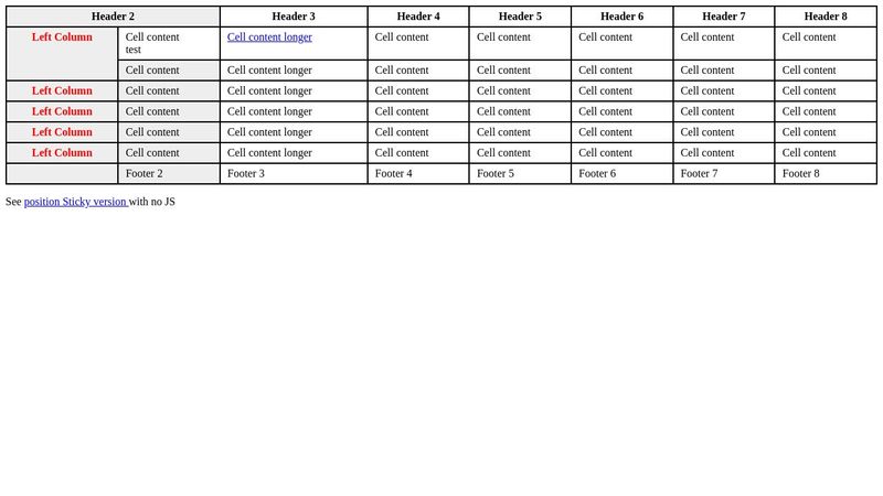Horizontal scrolling table with Fixed first column