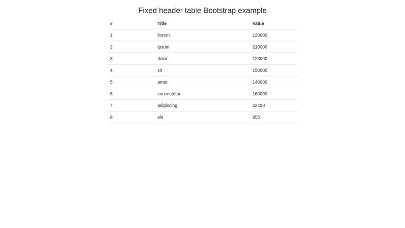 Fixed header table Bootstrap