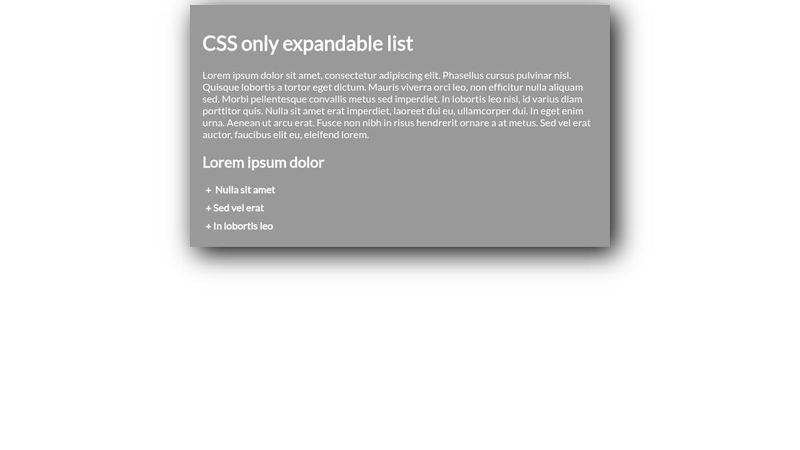 CSS only expandable list