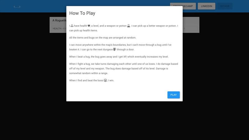 FreeCodeCamp : Build a Roguelike Dungeon Crawler Game