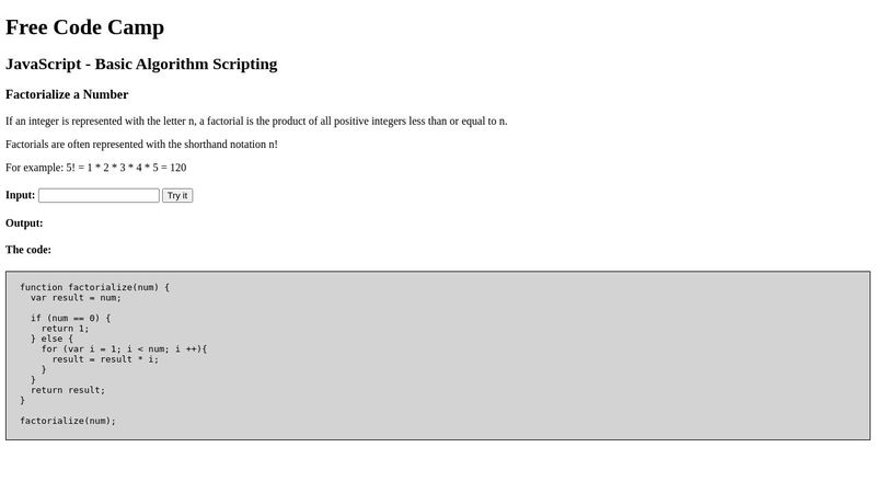 Factorialize a Number