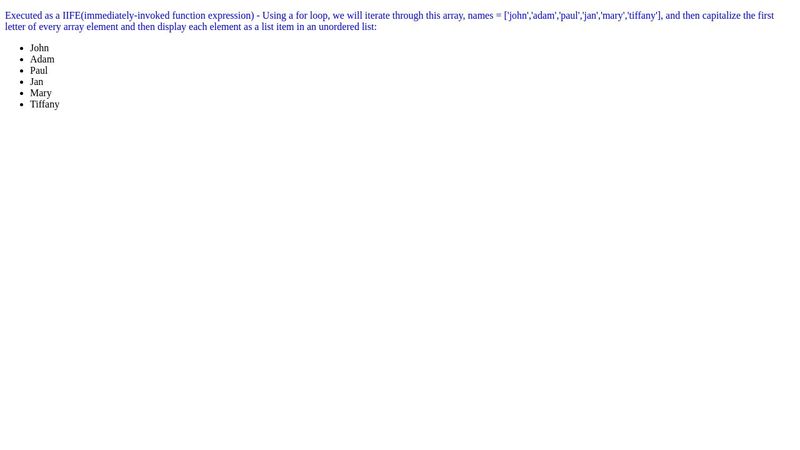Iterating Through An Array Using Javascript For Loop