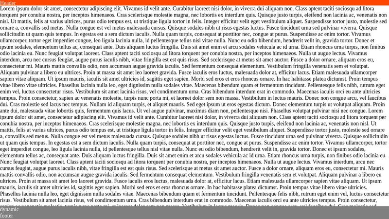 Scrollable content with fixed header and dynamic footer