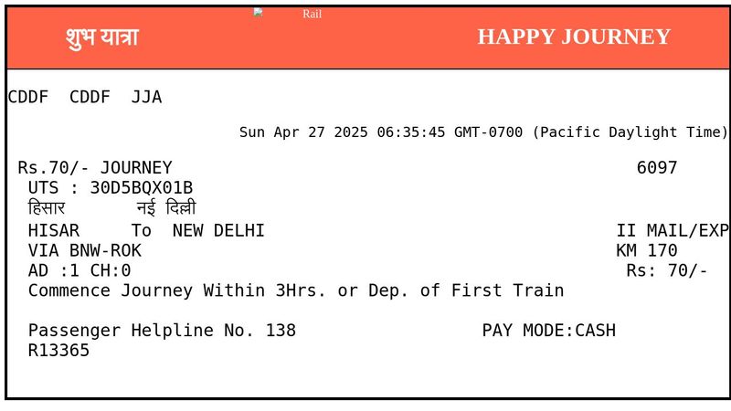Indian Railway Ticket