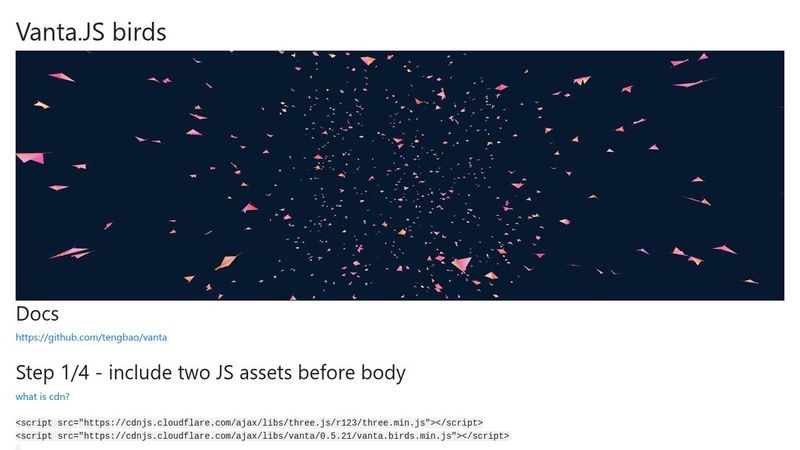 vanta.js - Birds - Basic animated background - Example
