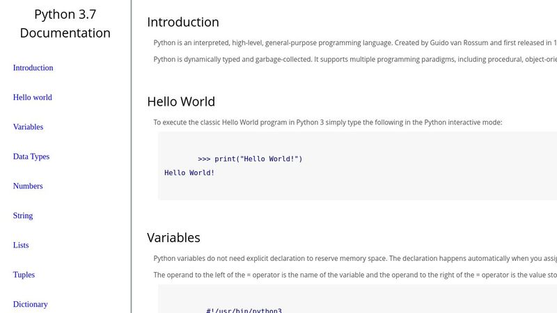 Python3 Technical Documentation Page