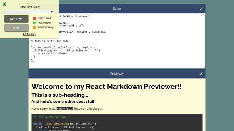 Simple React Markdown Previewer