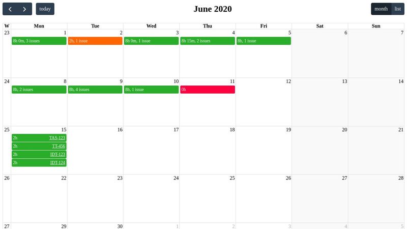 Fullcalendar montly worklog experiment
