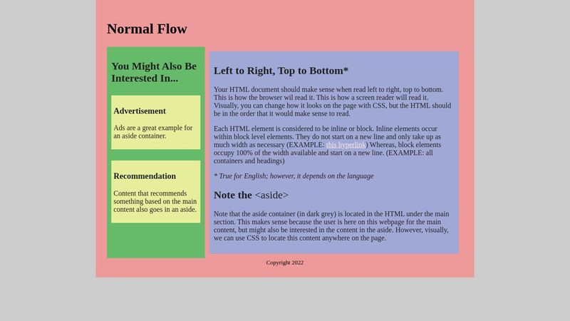 ACTIVITY // BASIC CSS & HTML NORMAL FLOW