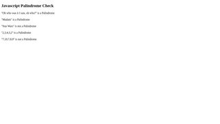 Javascript Palindrome Check