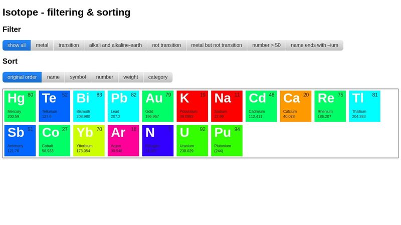 Isotope - filtering & sorting