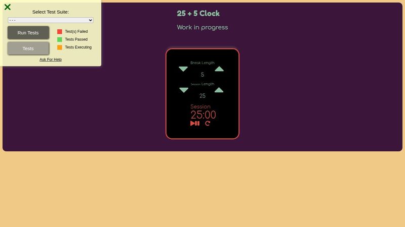 FCC React Project: 25+5 Clock