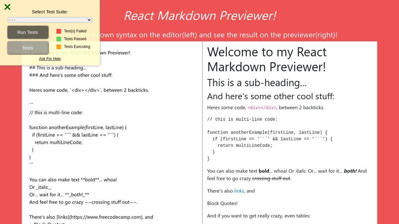 React Markdown Previewer