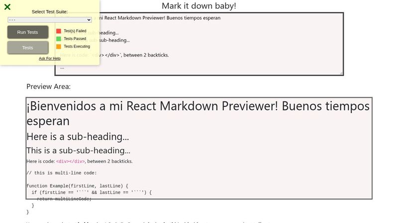 React Markdown Previewer