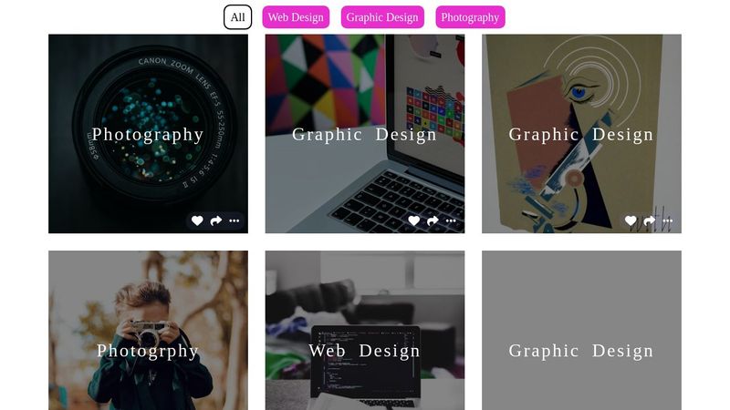 Vanilla JS cards filter