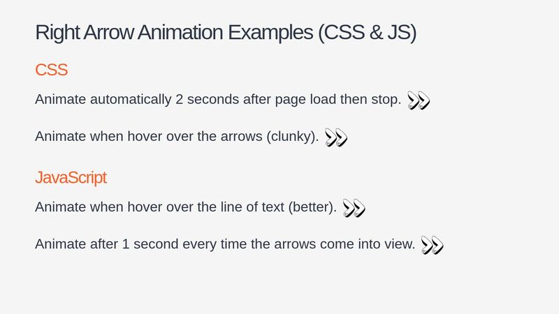 Right Arrow Animation Examples (CSS & JS)