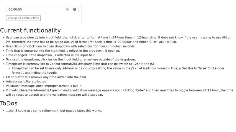 Agnostic JS Timepicker Component