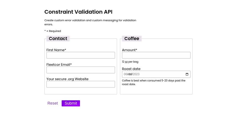 Constraint Validation API (incomplete)