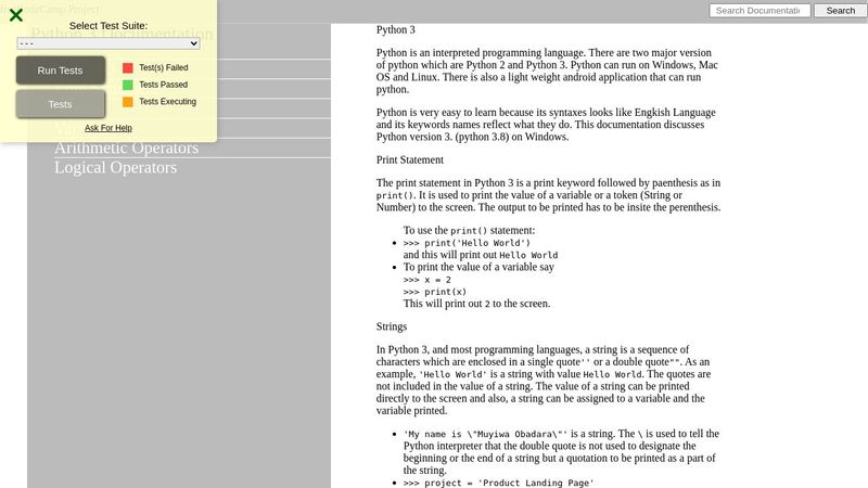 Technical Documentation page