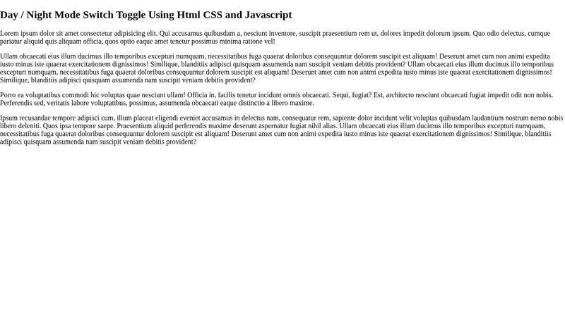 Day / Night Mode Switch Toggle Using Html CSS and Javascript - How To Create a Toggle Switch