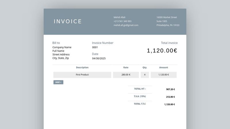 INVOICE Vanilla JS