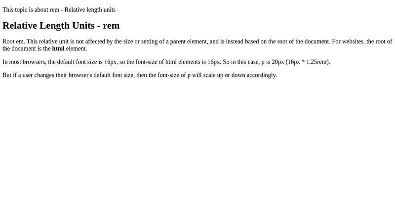 CSS Unit Guide - rem (Relative Length Units)