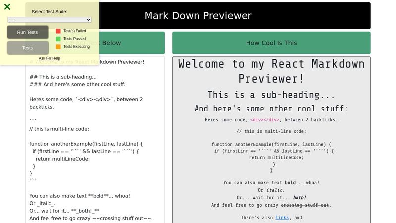 Mark Down Previewer React.js