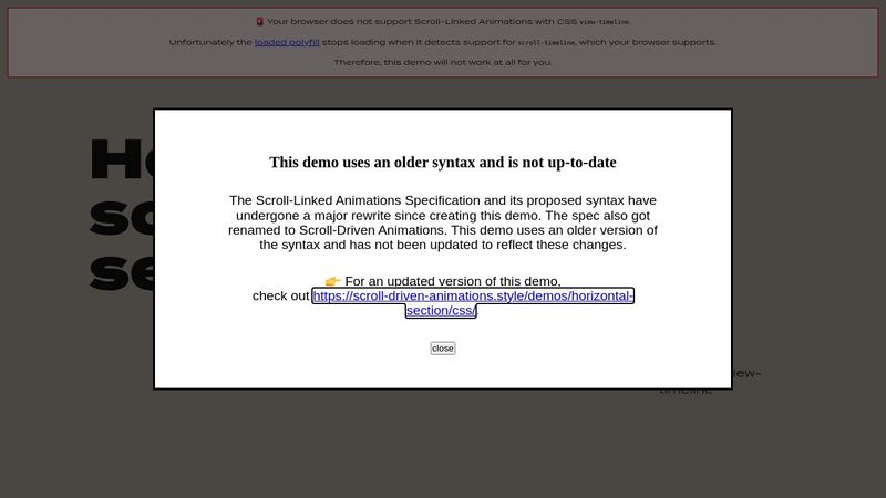 Scroll-Linked Animations: Horizontal scroll section (view-timeline 2022 version)