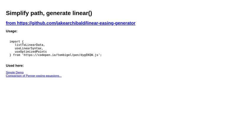Simplify path, generate linear() [from https://github.com/jakearchibald ...