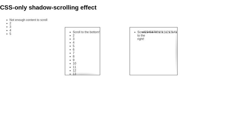 Pure CSS scrolling shadows