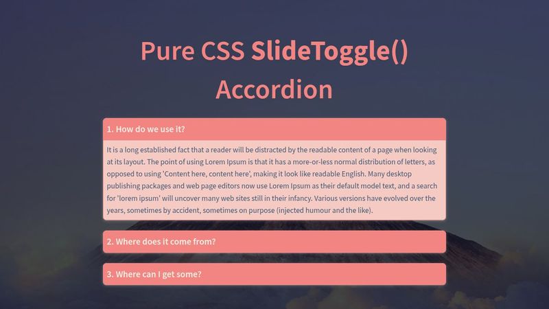 Pure CSS SlideToggle() Accordion