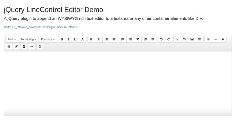 jQuery LineControl Editor