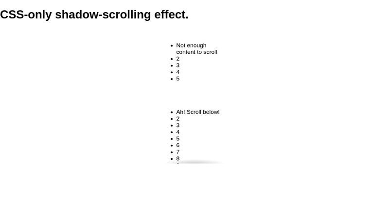 Pure CSS scrolling shadows with background-attachment: local