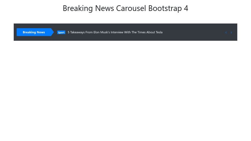 Breaking News Ticker Bootstrap 4