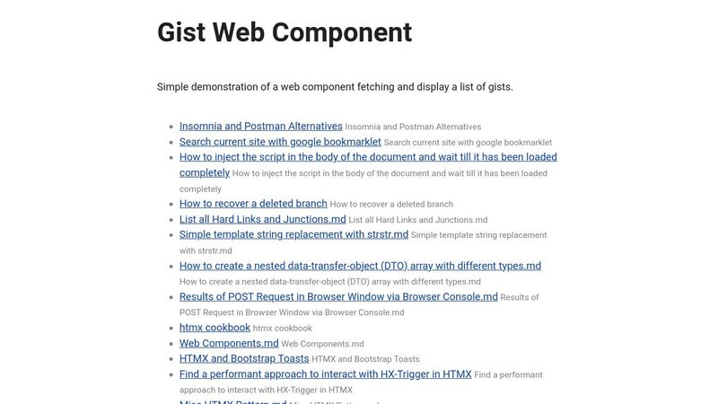 Gist List Web Component