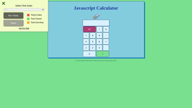 Javescript Calculator (FreeCodeCamp Front End Libraries Certification)