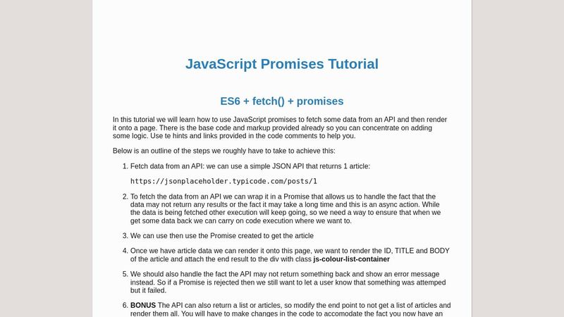 fetch & promises exercise