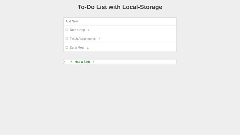 JavaScript To-Do List with LocalStorage