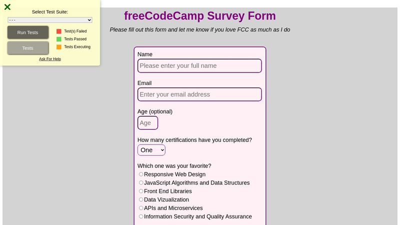 Responsive Web Design Projects - Build a Survey Form