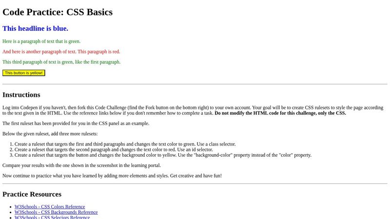 Code Practice: CSS Basics