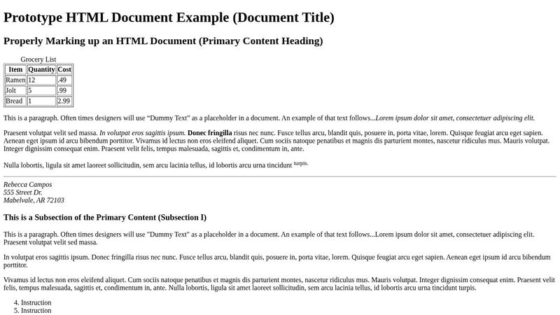 First HTML Practice Becca